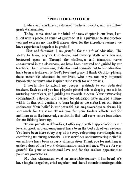 Speech Of Gratitude Pdf Gratitude Cognition
