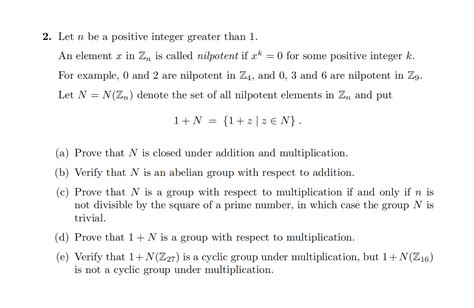 Solved 2 Let N Be A Positive Integer Greater Than 1 An
