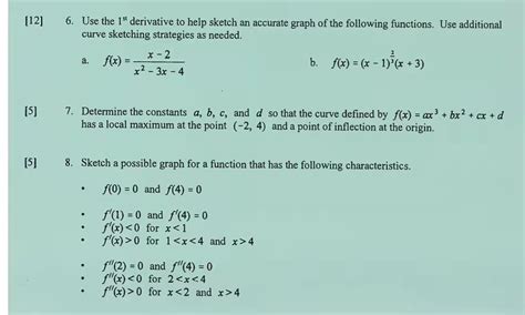 Solved 12 6 Use The 1s Derivative To Help Sketch An Chegg Com