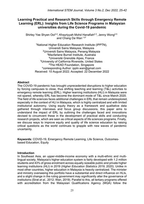 Pdf Learning Practical And Research Skills Through Emergency Remote
