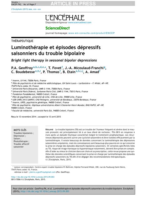 Pdf Bright Light Therapy In Seasonal Bipolar Depressions