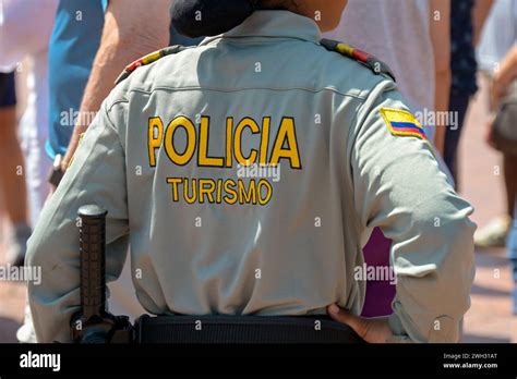 Cartagena Colombia 24 January 2024 Female Police Officer Of The