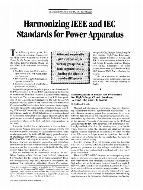 Harmonizing IEEE And IEC Standards For Power Apparatus IEEE Journals Magazine IEEE Xplore