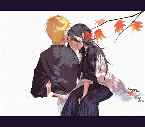 Kuchiki Rukia And Kurosaki Ichigo Bleach Drawn By Huorin Danbooru