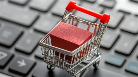 Mini Shopping Cart On Keyboard Premium Ai Generated Image