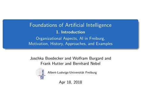Ppt Foundations Of Artificial Intelligence 1 Introduction