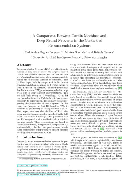 A Comparison Between Tsetlin Machines And Deep Neu Pdf Cybernetics Cognitive Science