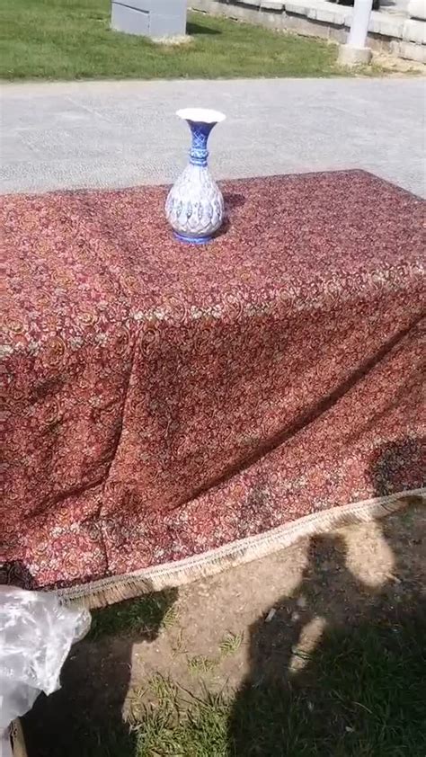 خرید و قیمت گلدان مینا کاری از جنس مس سایز 22 سانتی اثر استاد قاسمی از غرفه میناکاری مسی عمده