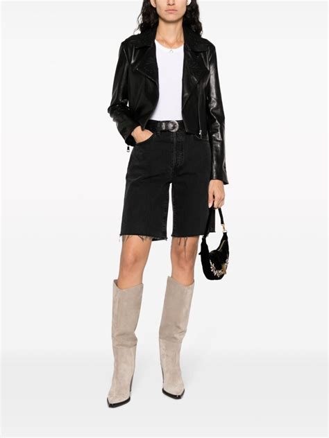 Twinset Embroidered Design Biker Jacket Black Farfetch Il