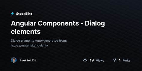 Angular Components Dialog Elements StackBlitz