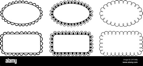 Doodle Circle And Square Scalloped Frames Hand Drawn Scalloped Edge