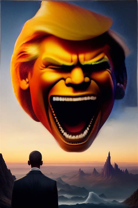 Lexica Donald Trump Depicted As A Giant Monster Fighting Obama