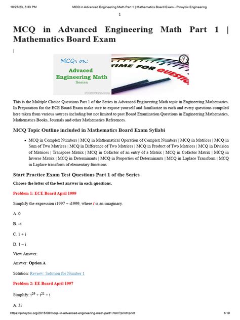 Mcq In Advanced Engineering Math Pdf