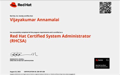 Vijayakumar Annamalai On Linkedin Rhcsa Redhat Singapore