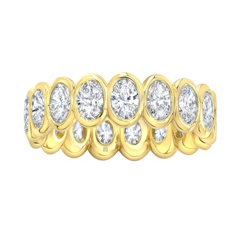 Rahaminov Bezel Set Oval Diamond Eternity Wedding Band In Yellow Gold