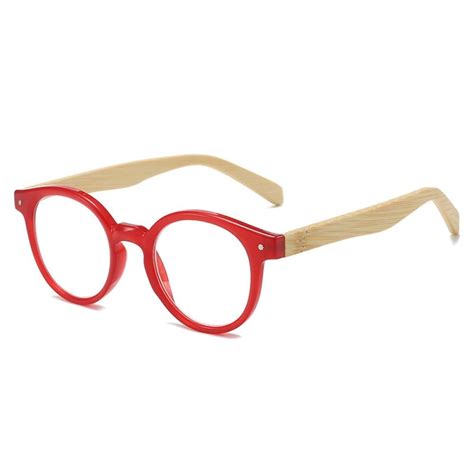 Bamboo Temple Reading Glasses Retro Round Red Reading Glasses For Men