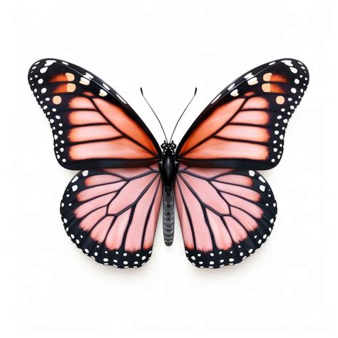 Premium Ai Image Pale Pink Monarch Butterfly On White Background