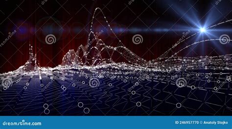 Abstract Technology Background With Wireframe Graph From Dotted And
