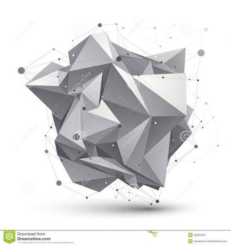 Abstract 3d Structure Polygonal Vector Network Object Grayscale