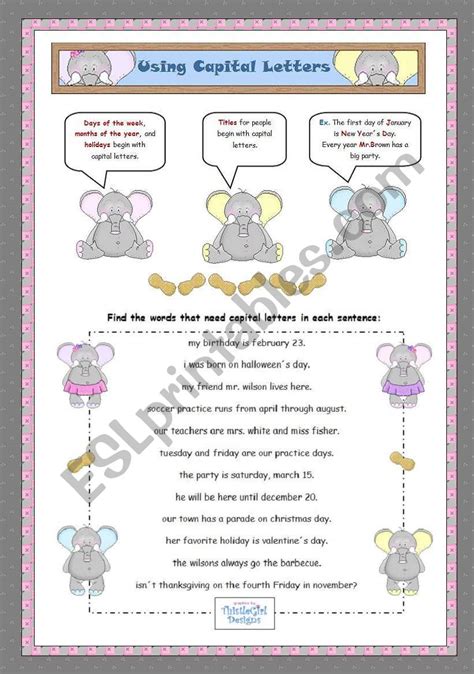 Using Capital Letters ESL Worksheet By VaneV