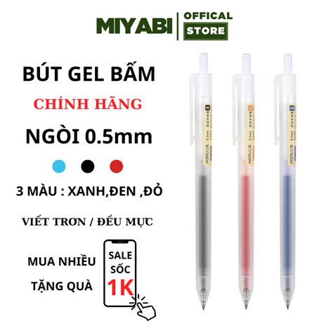 Bút Bi Nước Bút Gel Bút Mực Bấm Đen Xanh Đỏ Ngòi mm Học Sinh Văn Phòng Khô Nhanh Viết Trơn