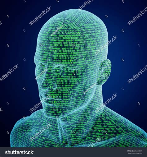 3d Rendering Human Head Binary Code Stock Illustration 525226597
