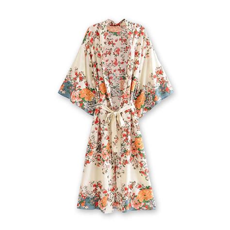 Boho Kimono Robe Elegant Bridal Robe Wedding White Floral Print Kimono Robe Bridal Photoshoot
