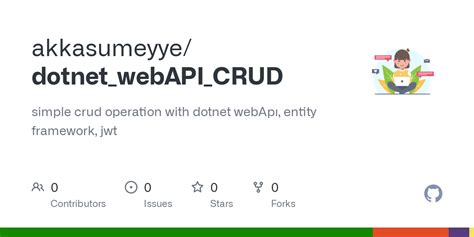 GitHub Akkasumeyye Dotnet WebAPI CRUD Simple Crud Operation With