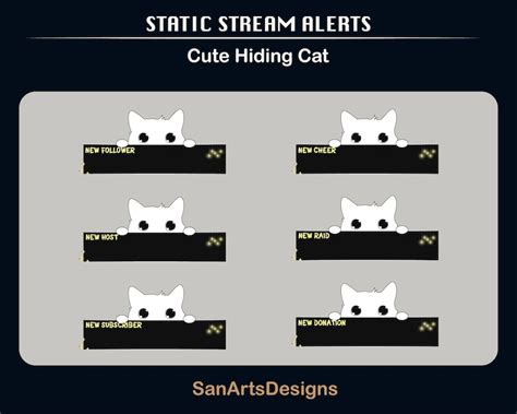 Static Stream Package Cute Hiding Cat Animated Twitch Etsy