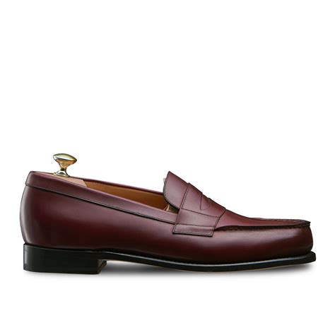 Mocassin Bordeaux En Cuir De Veau Pleine Fleur Semelle Cuir En Cousu