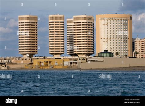 Tripoli Libya Dhat Al Imad Office Complex And Corinthia Bab Hotel Mediterranean Sea In