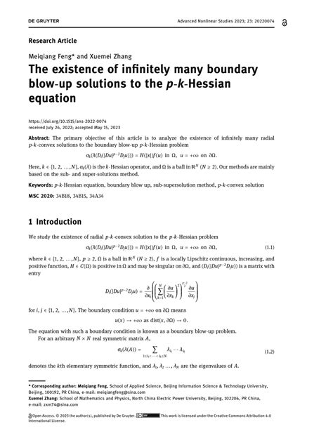Pdf The Existence Of Infinitely Many Boundary Blow Up Solutions To The P K Hessian Equation