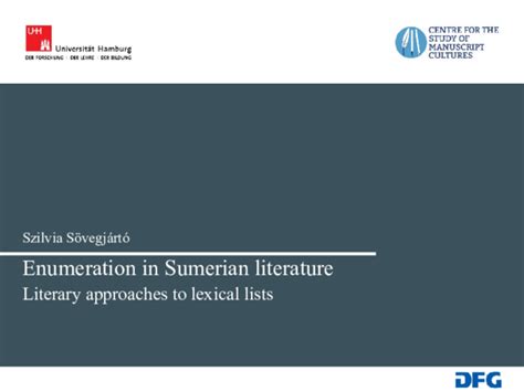 Ppt Enumeration In Sumerian Literature Literary Approaches To