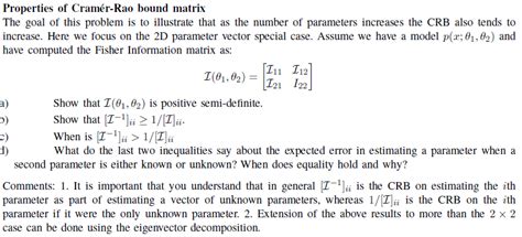 Solved Properties Of Cramér Rao Bound Matrix The Goal Of