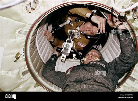 Apollo Soyuz 1975 Namerican Astronaut Thomas Stafford And Russian Cosmonaut Aleksey Leonov At