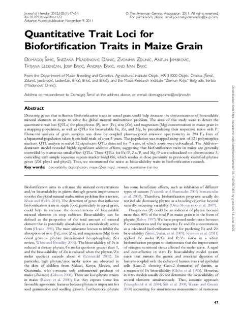 Pdf Qtls For Biofortification In Maize Grain