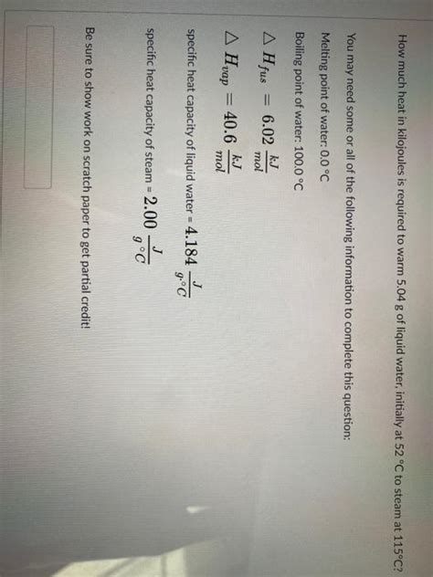 Solved How Much Heat In Kilojoules Is Required To Warm 5 04 Chegg
