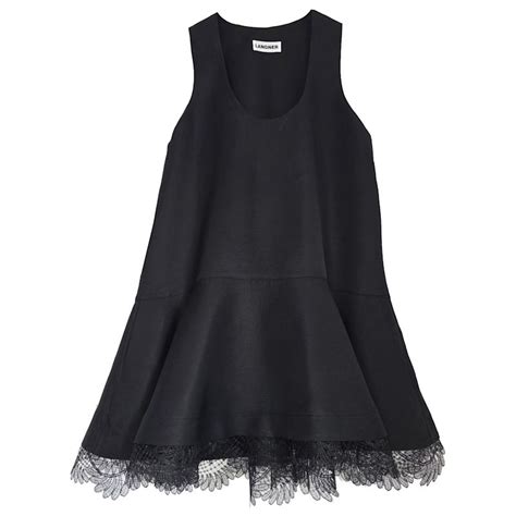 Luxe Silk Linen Lbd Flared Mini Dress With Lace Detail Langner Wolf