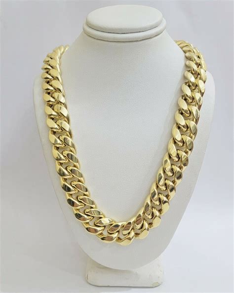 Real 10k Yellow Gold Chain Mens Necklace 15mm Miami Cuban Etsy