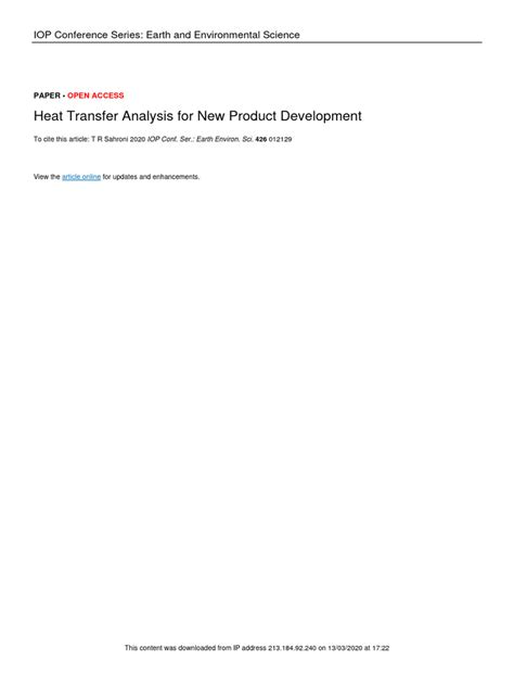 Heat Transfer Analysis Pdf Heat Transfer Heat