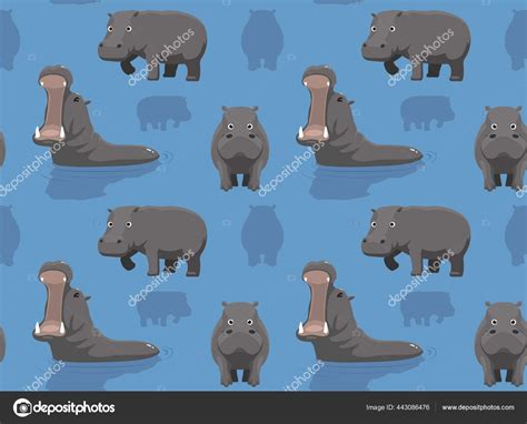 Cute Hippopotamus Wallpaper Cartoon Character Stock Vector By