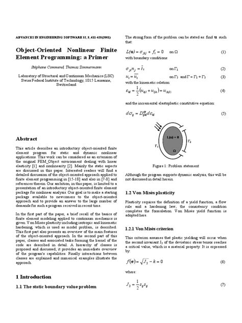 object oriented nonlinear finite element programming a primer pdf