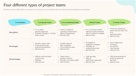Four Different Types Of Project Teams Teams Working Towards A Shared Objective Portrait Pdf
