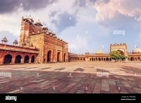 Fatehpur Sikri Agra Medieval Architecture With View Of Giant Red