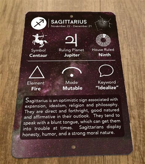 Sagittarius November 22 December 21 Zodiac Astrology 8x12 Metal Wall