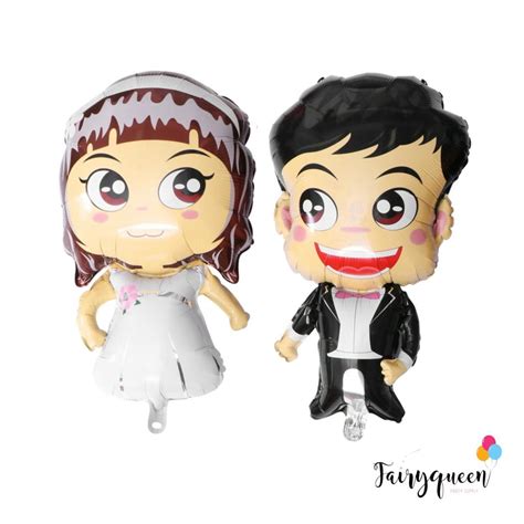 Jual Balon Foil Wedding Pengantin Model Anime Kartun Bride Groom