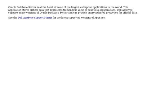 Executive Summary Dell Appsync Integration With Oracle Database