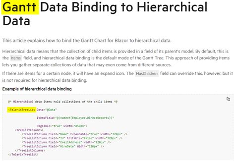 TelerikTreeList Example In Gantt Data Binding To Hierarchical Data Issue Telerik Blazor
