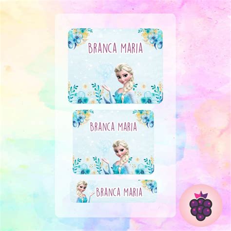 Etiqueta Escolar Elsa Frozen Amora Adesivos