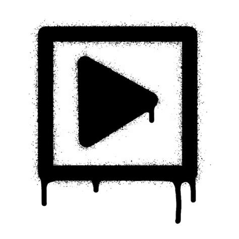 Graffiti Malowane Sprayem Ikonę Przycisku Play Spryskane Na Białym Tle